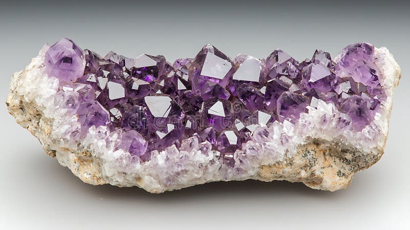 Amethyst Cluster on Matrix, Purple Crystals, Geode, Mineral Specimen ...