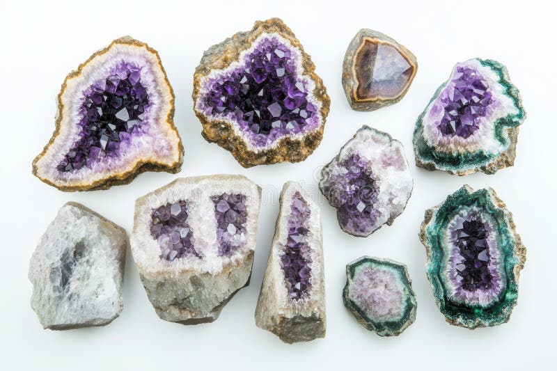 Amethyst Collection Featuring Precious Stones with Vivid Colors on a ...