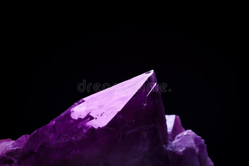 Amethyst Rough Crystal Black Background Stock Photo - Image of ...
