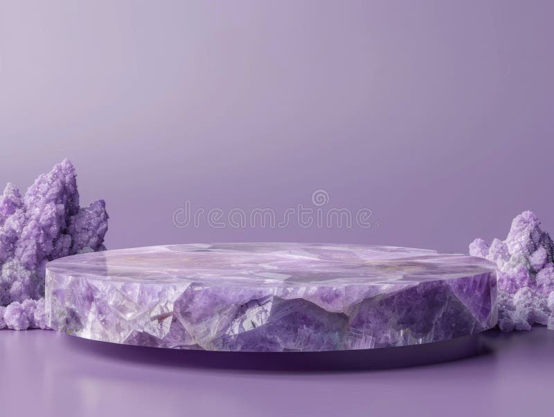 Amethyst Crystal Podium and Purple Background Stock Illustration ...