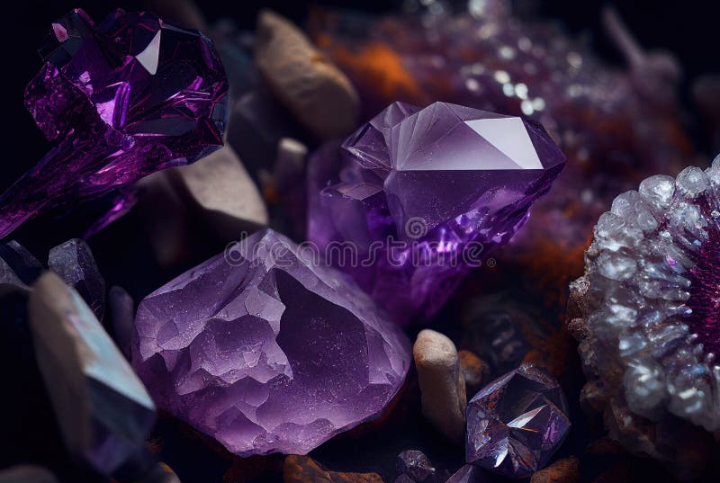 Amethyst Crystal Purple Quartz Raw Gemstone Amethyst Druse Pattern