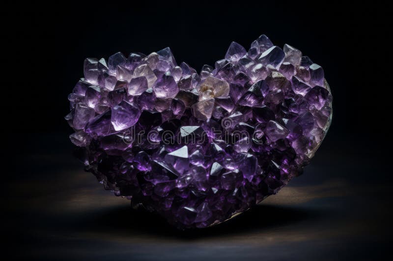 Amethyst Crystal in the Shape of a Heart Generative AI Stock ...