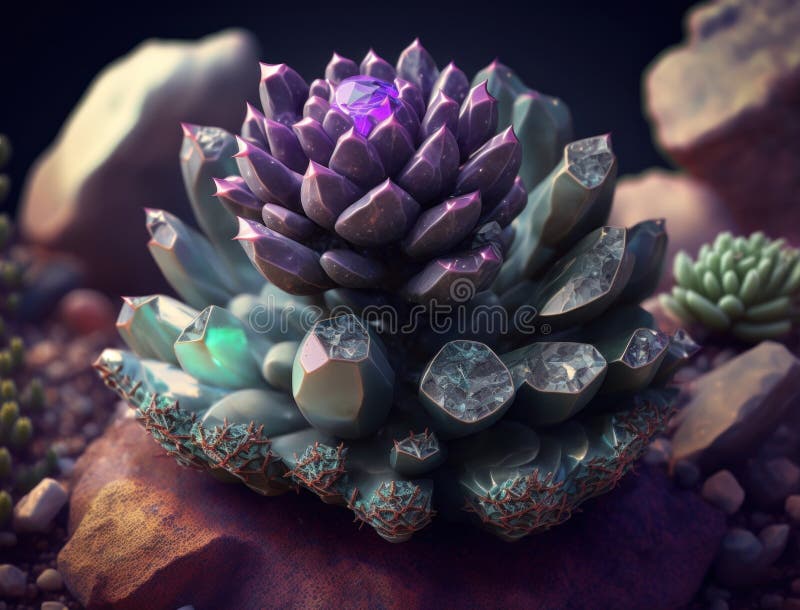 Amethyst Crystal Succulent Hybrid Created with Generative AI Technology ...