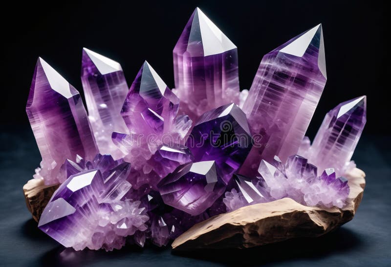 Amethyst Crystals, a Cluster of Purple Quartz Crystal Stock ...