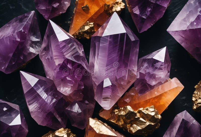 Amethyst Crystals, a Cluster of Purple Quartz Crystal Stock ...