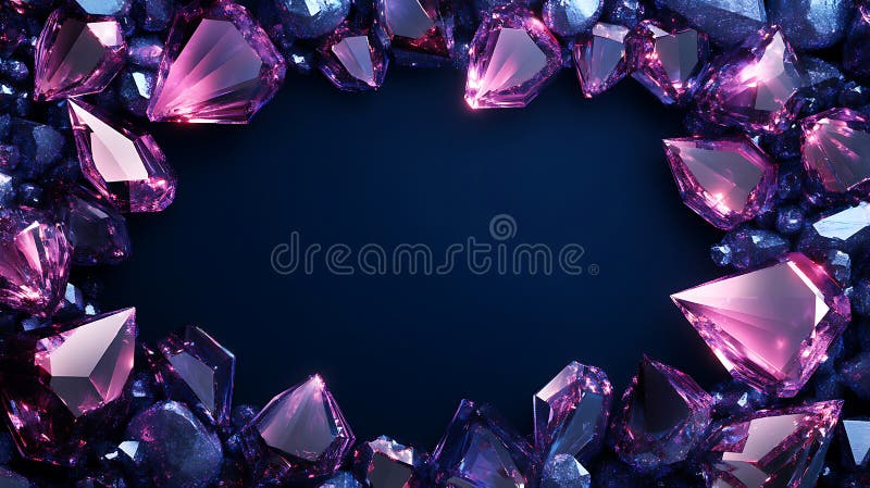 Amethyst Crystals and Dark Stone Frame Forming a Decorative Border ...