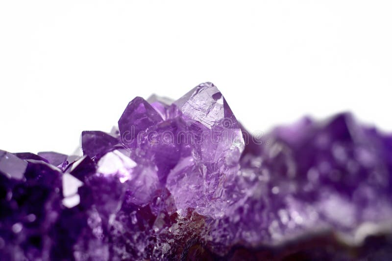Amethyst Crystals Geode Isolated on White. Stock Photo - Image of ...