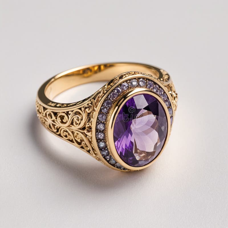 Amethyst Elegance Stunning Purple Gemstone Ring on White Stock ...
