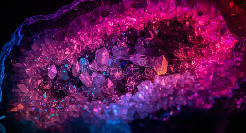 Amethyst Geode Cave Crystals with Stunning Pink, Purple, and Blue ...