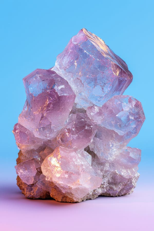 Amethyst Geode Cluster on a Blue Background Stock Illustration ...