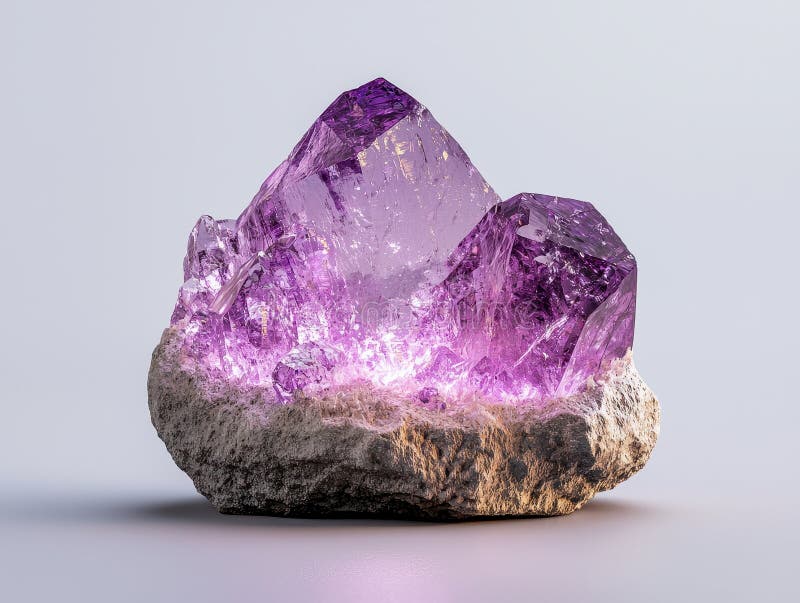 Amethyst Geode Cluster Illuminated from within, Glowing Purple Crystals ...
