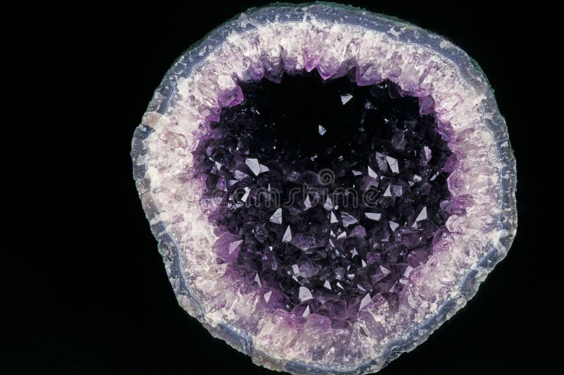 Amethyst Geode Stone Against Black Background Stock Photo - Image of ...