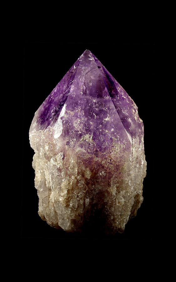 Amethyst Point Isolated on Black, Side View Stock Image - Image of ...