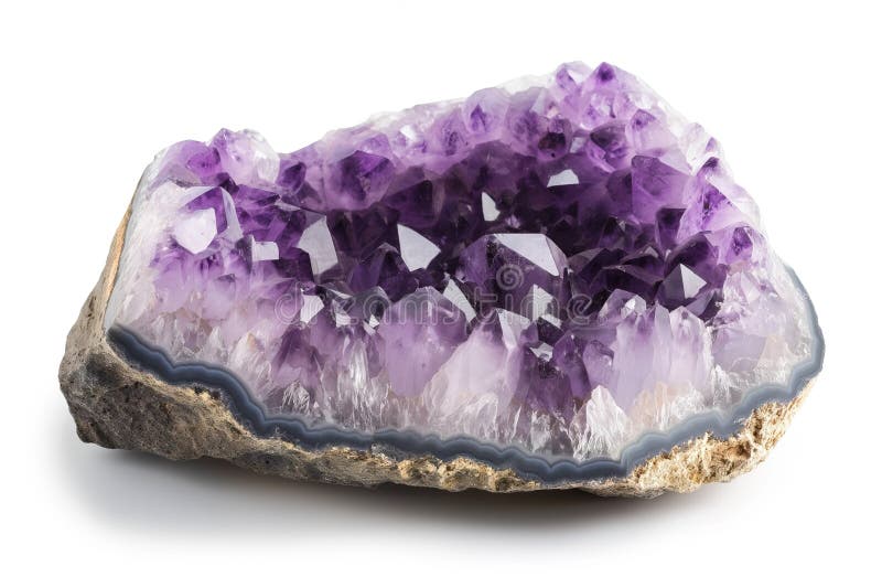 Amethyst Quartz Geode Close Up. Stone Crystals Isolated on White ...