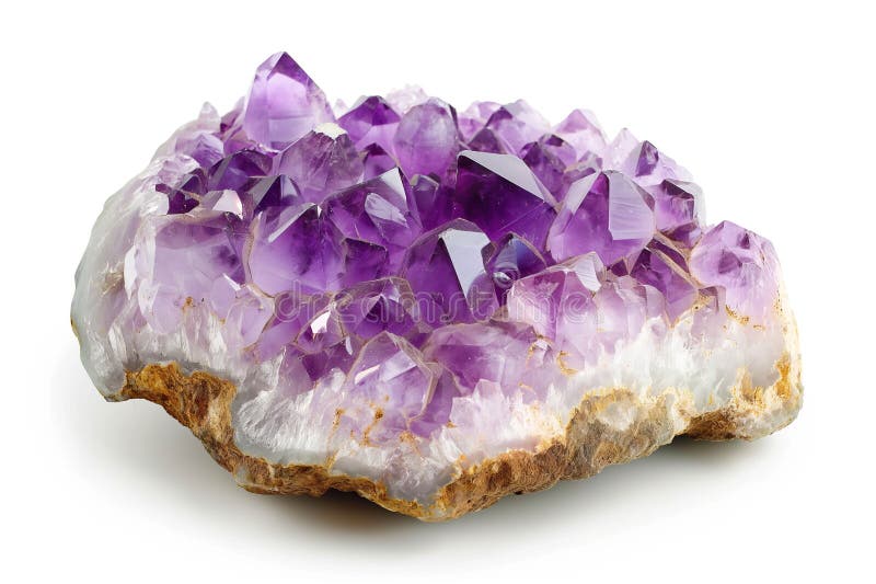 Amethyst Quartz Geode Close Up. Stone Crystals Isolated on White ...