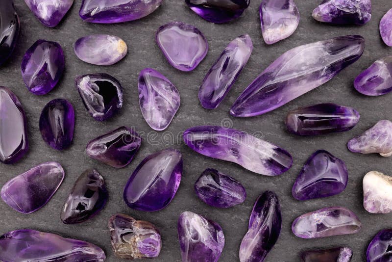Amethyst Rare Stones Texture on Black Stone Background Stock Photo ...