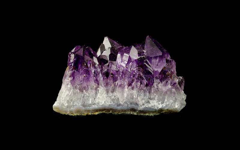 Amethyst Cluster Isolated On Black Background, Side View Stock Photo ...