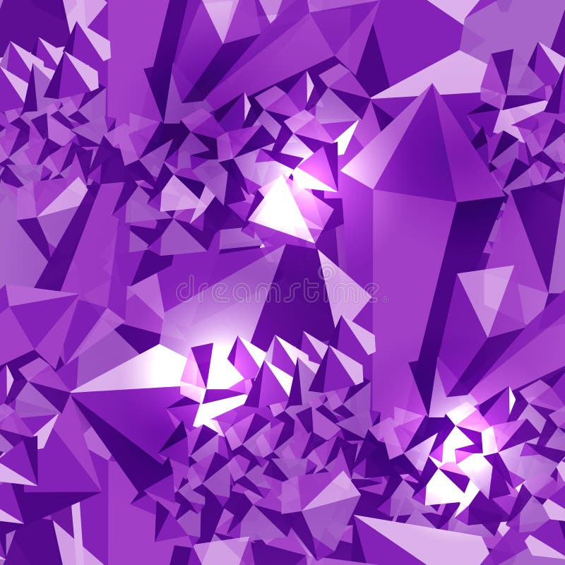 Amethyst. Seamless Pattern. Precious Stone, Gemstone, Mineral. Cluster ...