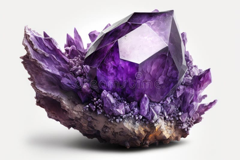 Amethyst Stone on White Background. Generative AI Stock Illustration ...