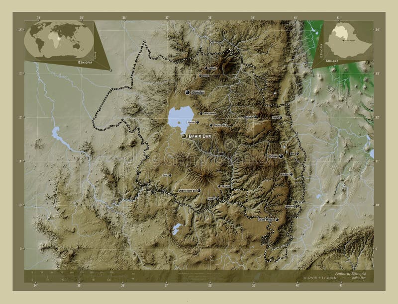 Amhara, Ethiopia. Wiki. Labelled Points of Cities Stock Illustration ...