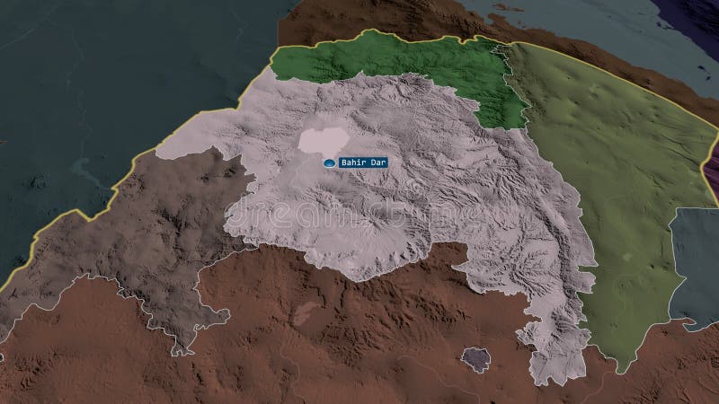 Amhara, Ethiopia - Highlighted with Capital. Administrative Stock ...