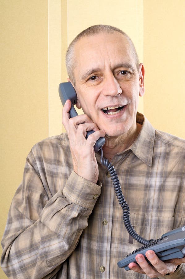 Amicable Man on Phone stock image. Image of mobile, european - 35265781
