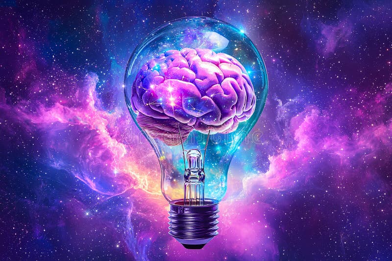 Amidst a Field of Stars, a Vibrant Brain Glows within a Lightbulb ...