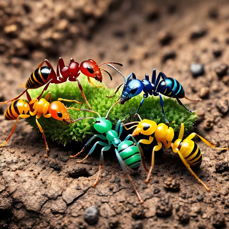 A Colorful Ants Roaming for Foods Stock Illustration - Illustration of ...