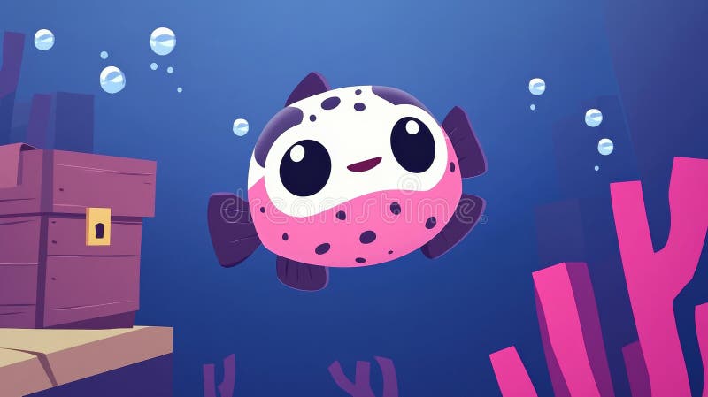 Amidst the Vivid Coral Reef, a Pufferfish Keeps a Treasure Chest Safe ...