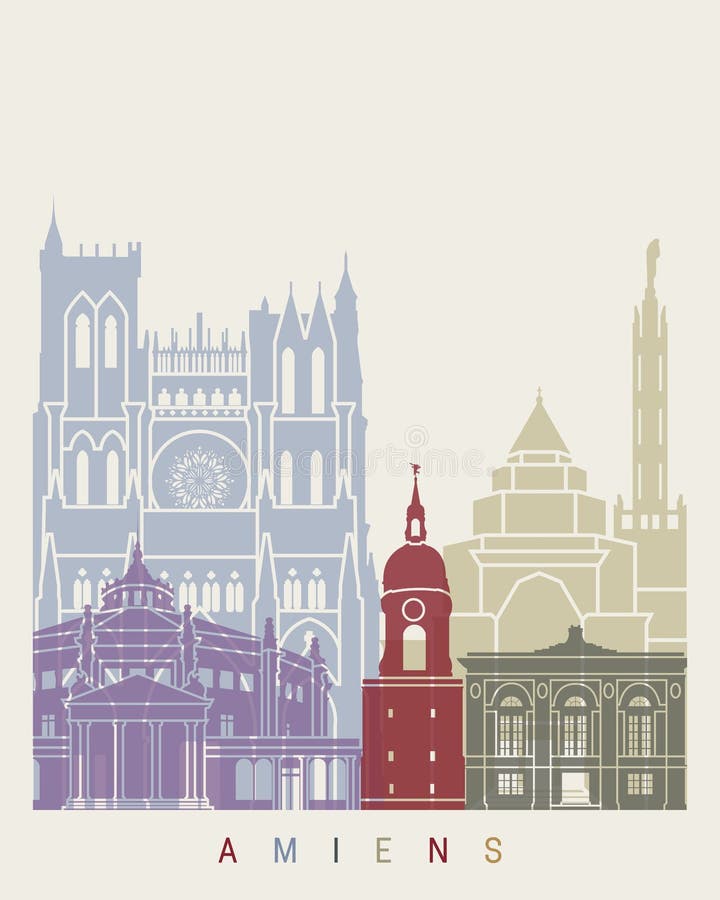 Amiens skyline poster stock vector. Illustration of architecture - 84339171