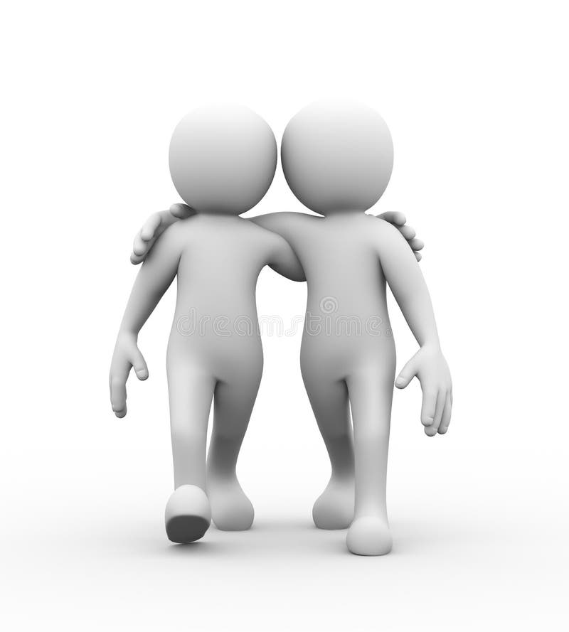 Amigos 3d que andam junto ilustração stock. Ilustração de conversa ...