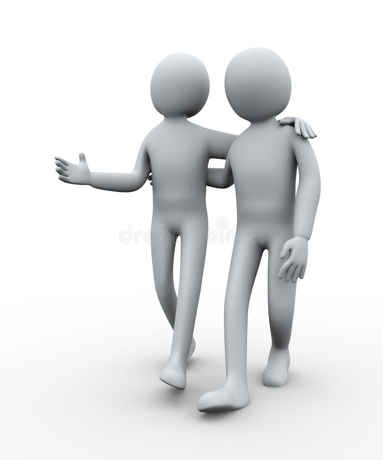 Amigos 3d que andam junto ilustração stock. Ilustração de conversa ...