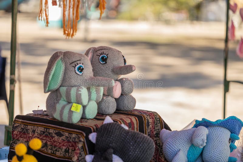 Amigurumi Elephant in a Fair Stall Stock Photo - Image of elephant ...
