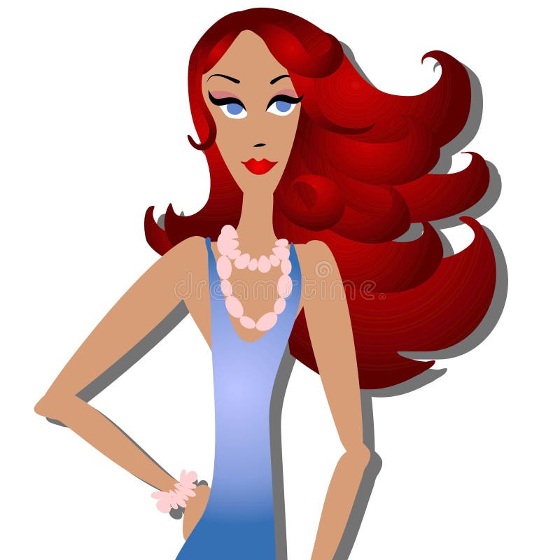 Amincissez La Pose Rousse De Femme Illustration Stock - Illustration du ...