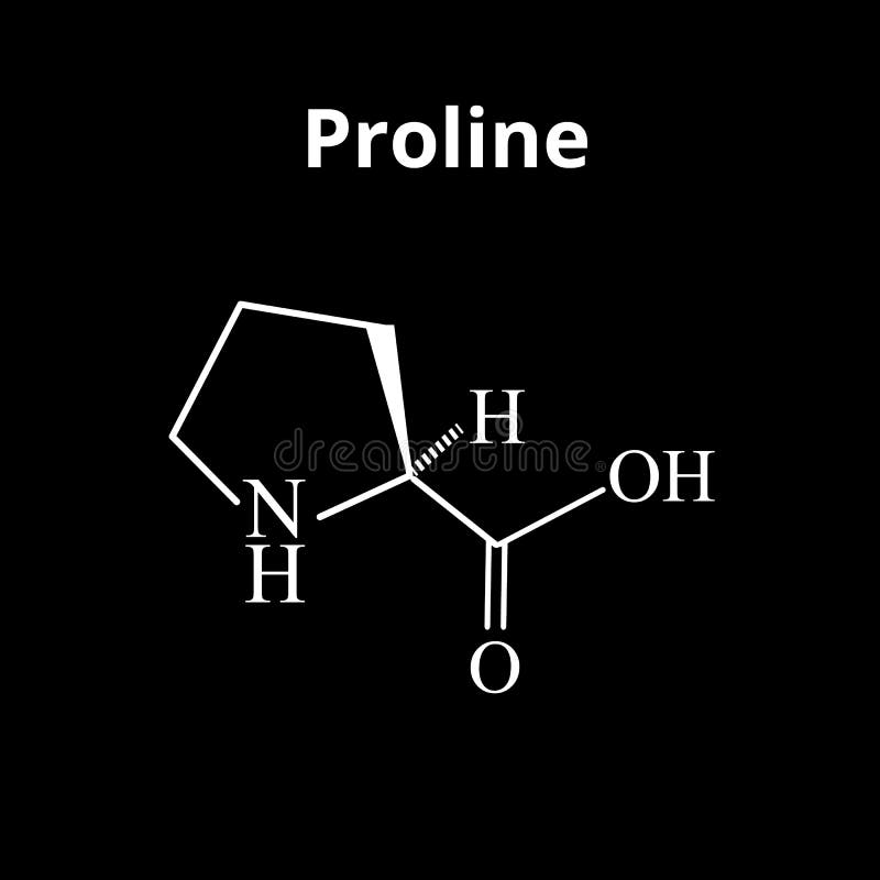 Proline Molecular Structure. Proline Skeletal Chemical Formula ...