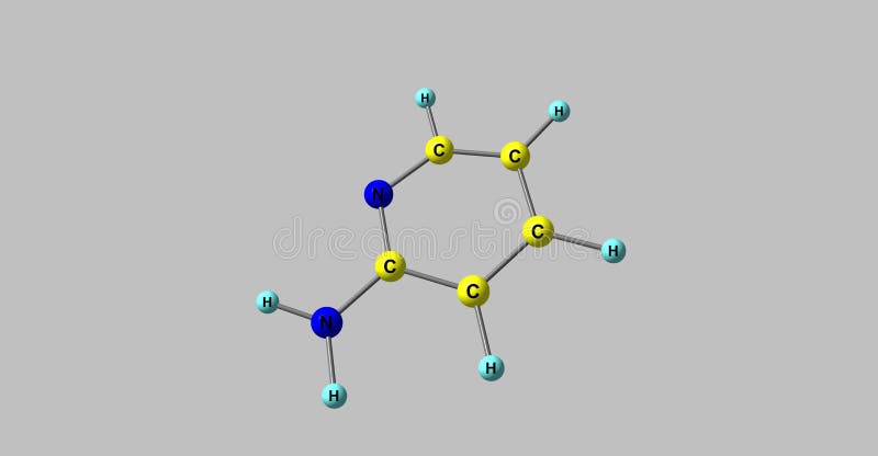 2-Aminopyridine Molecular Structure Isolated On Grey Stock Illustration ...