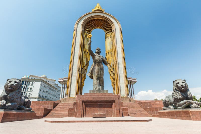 Amir Ismail Samani Square in Dushanbe Stock Photo - Image of summer ...