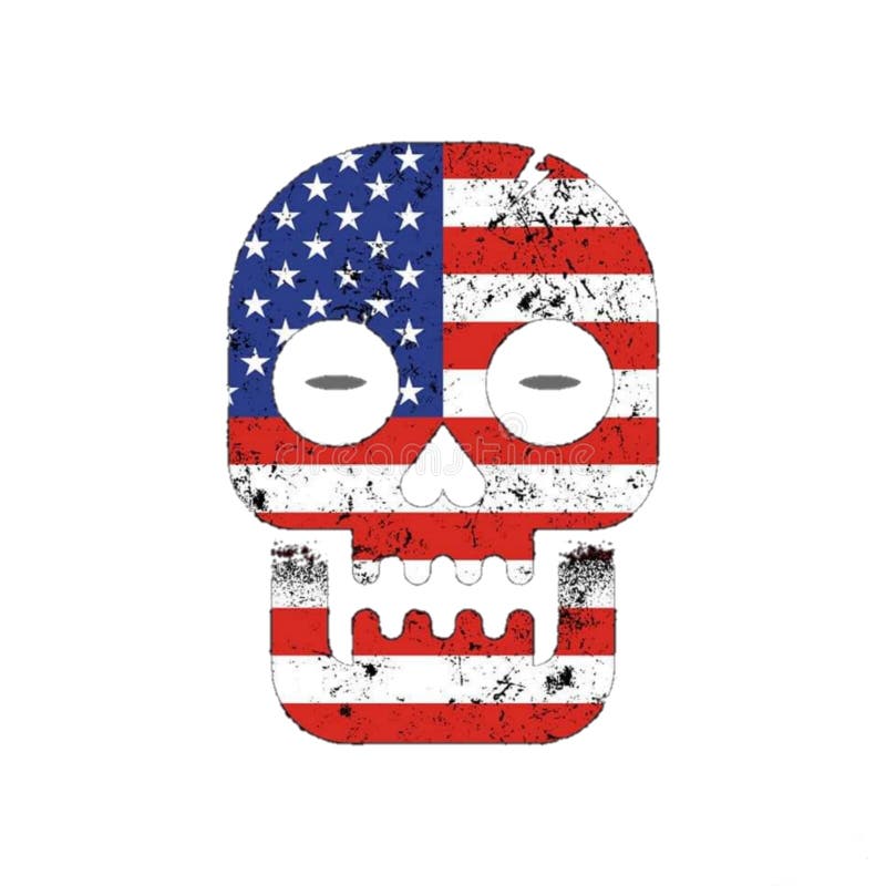 Amirican Skull Skull Flag Flag Horror Stock Illustration - Illustration ...