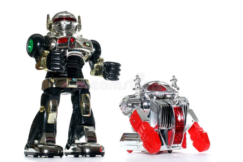 2 amis de robot de jouet image stock. Image du plastique - 2117329