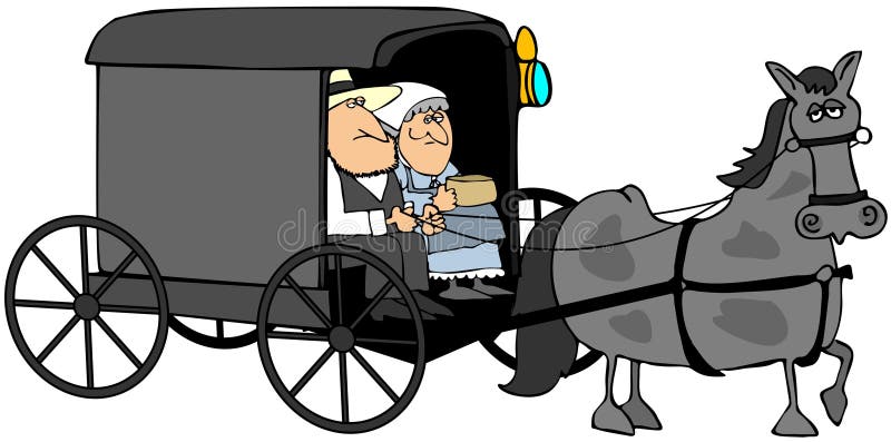 Amish Couple In A Buggy stock illustration. Illustration of ...