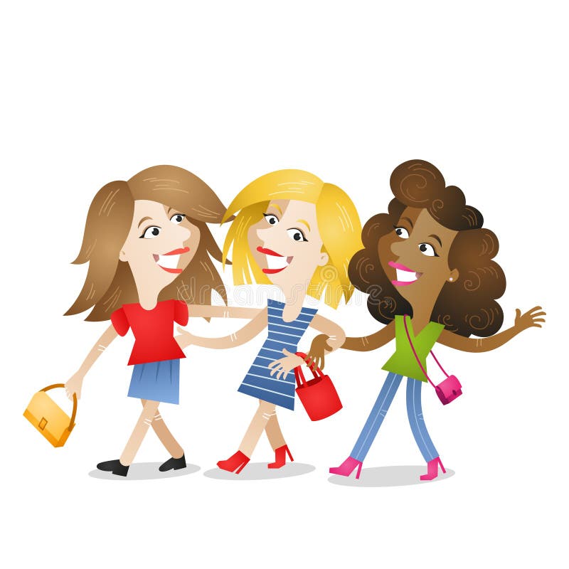 Amitié Attrayante De Marche D'amies Illustration de Vecteur ...