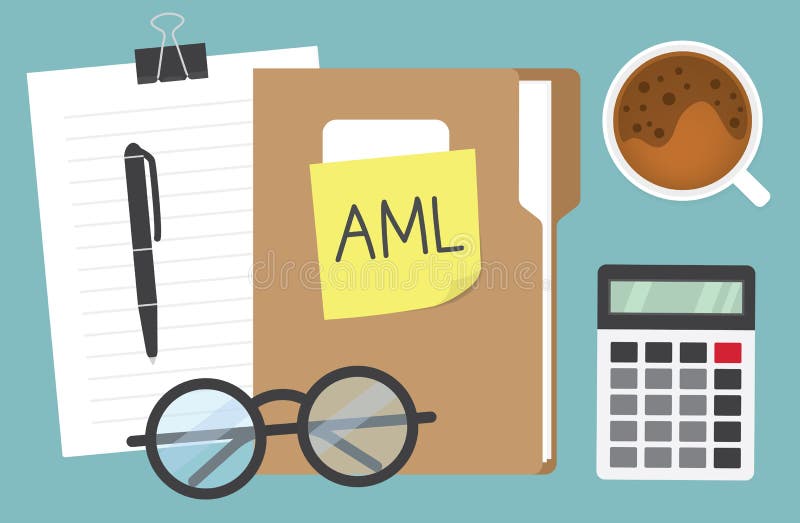 AML Anti-money Laundering Written on Yellow Sticky Note on File Folder ...