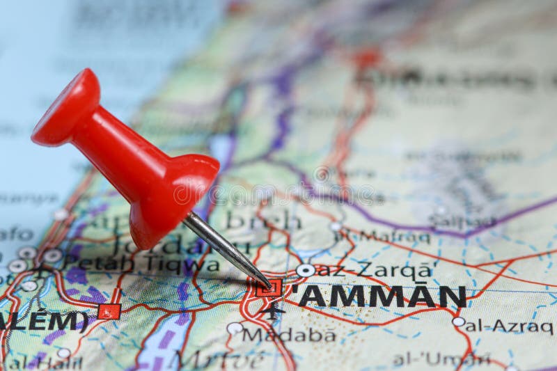 Amman, Jordan pin on map stock photo. Image of business - 372791684