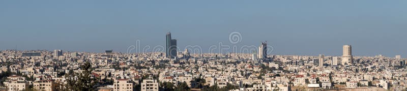 Amman Landmarks and Famous Buildings Panoramic View Stock Photo - Image ...