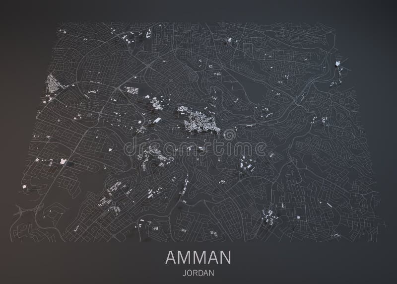 Amman Map, Satellite View Jordan Stock Illustration - Illustration of ...