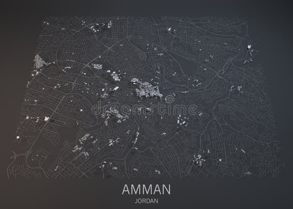 Amman Map, Satellite View Jordan Stock Illustration - Illustration of ...