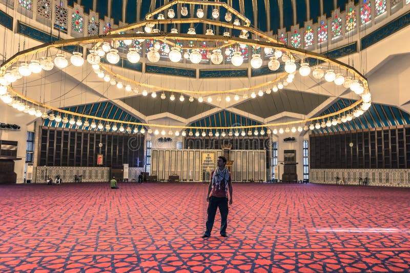 Amman - September 30, 2018: Inside the Prayer Hall of the Mosque of ...