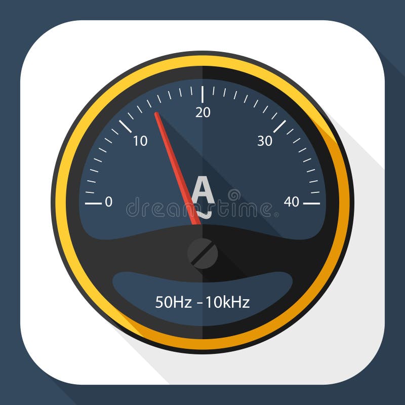 Ammeter Icon with Long Shadow Stock Vector - Illustration of instrument ...