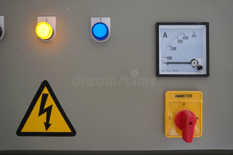 The Dial of the Ammeter on the Indoor Electrical Control Panel. Stock ...