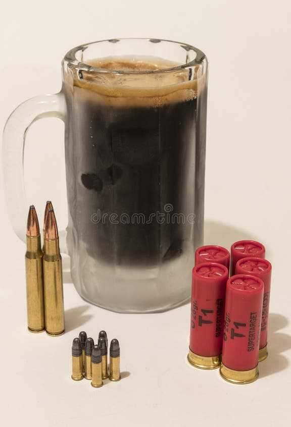 Ammo and a beer stock photo. Image of police, bullets - 88300760